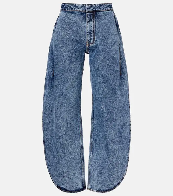 Alaïa Barrel-leg Jeans In Handsand Wash - Blue