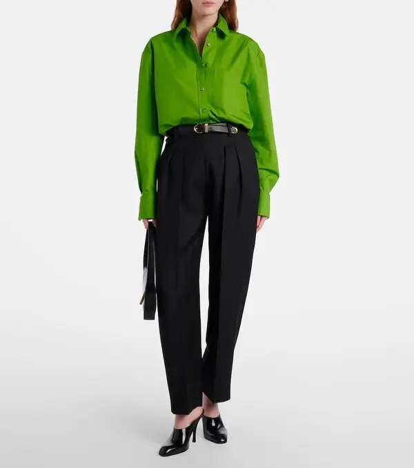 Khaite Newton Cotton Poplin Shirt - Green