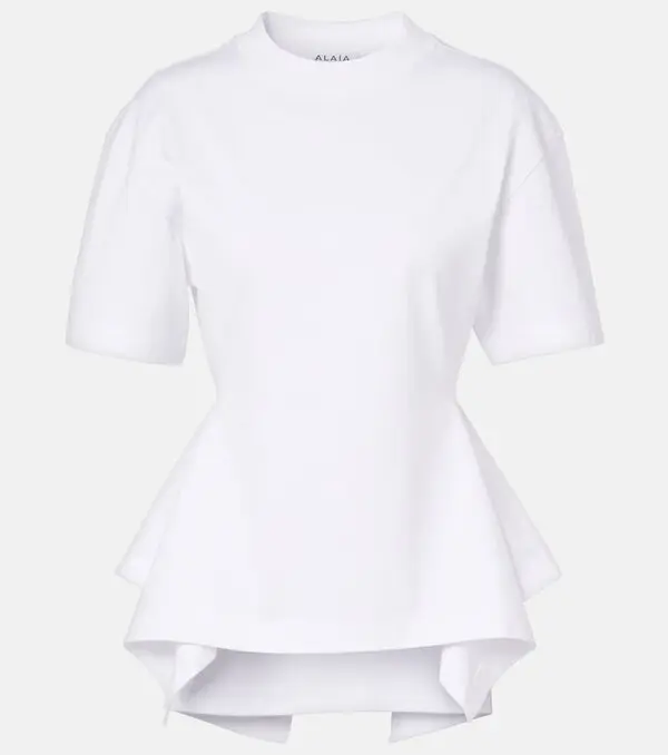 Alaïa Draped Cotton Jersey T-shirt - White