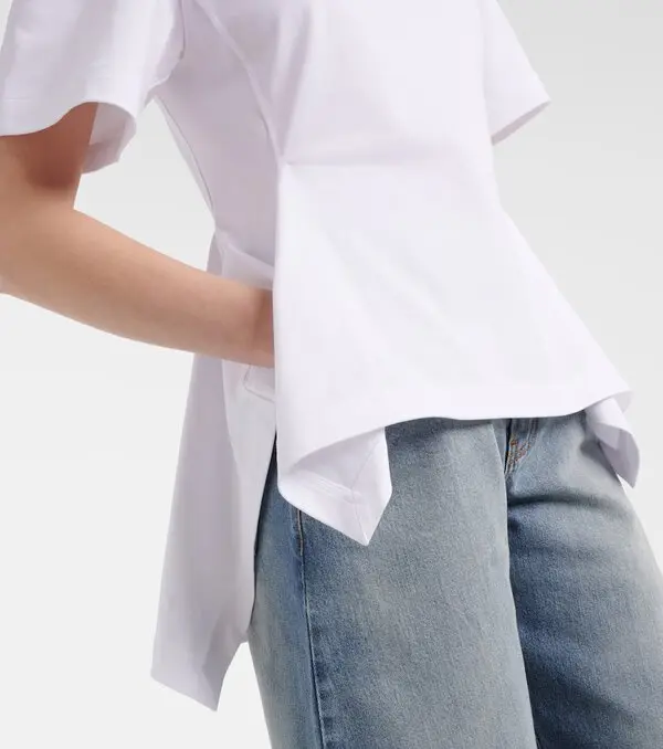 Alaïa Draped Cotton Jersey T-shirt
