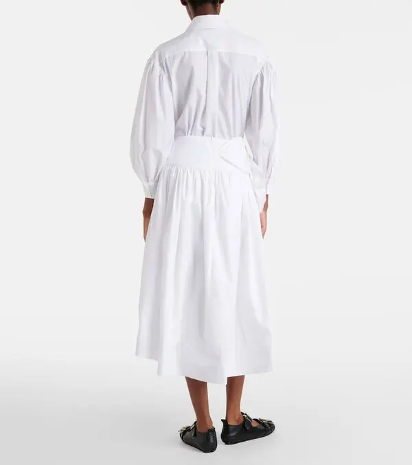 Simone Rocha Floral-appliqué Cotton Poplin Midi Skirt - White