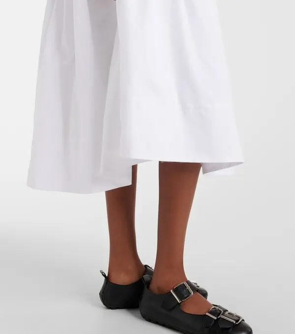 Simone Rocha Floral-appliqué Cotton Poplin Midi Skirt - White