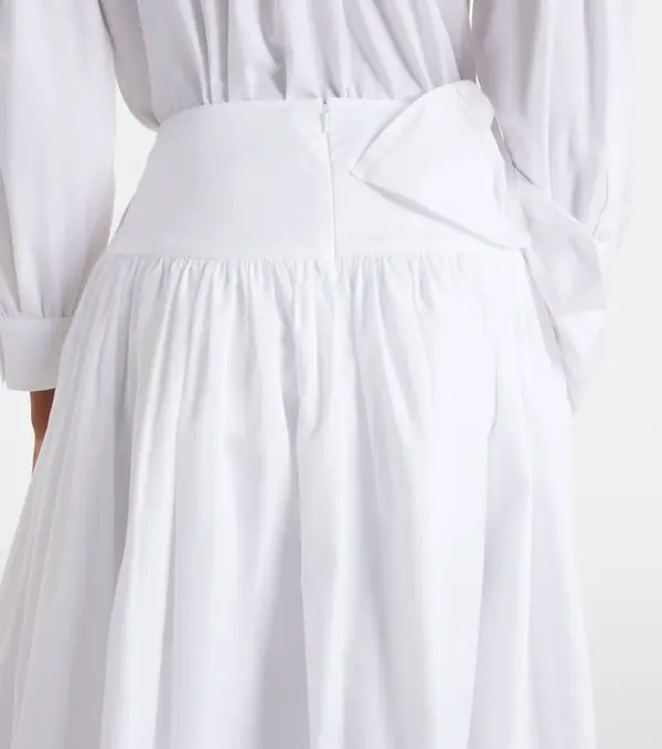 Simone Rocha Floral-appliqué Cotton Poplin Midi Skirt - White