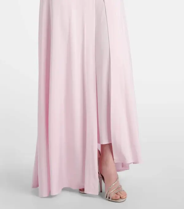 SELF-PORTRAIT Ruched Asymmetric Maxi Dress - Pink