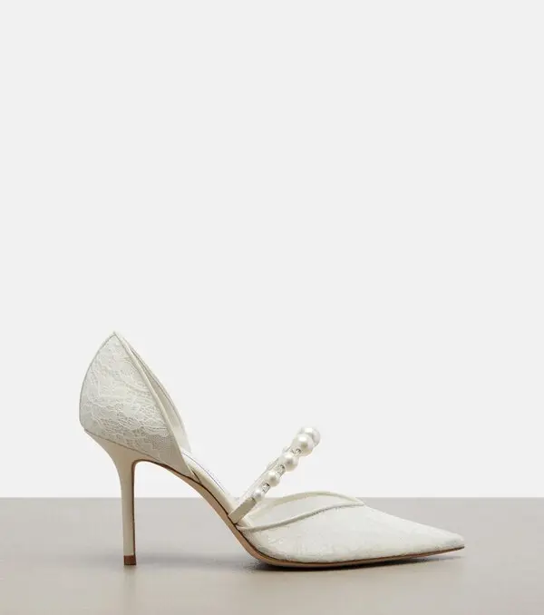 JIMMY CHOO Aurelie Faux Pearl-embellished Pumps - White