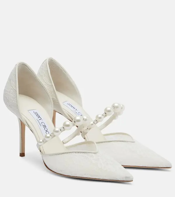 JIMMY CHOO Aurelie Faux Pearl-embellished Pumps - White