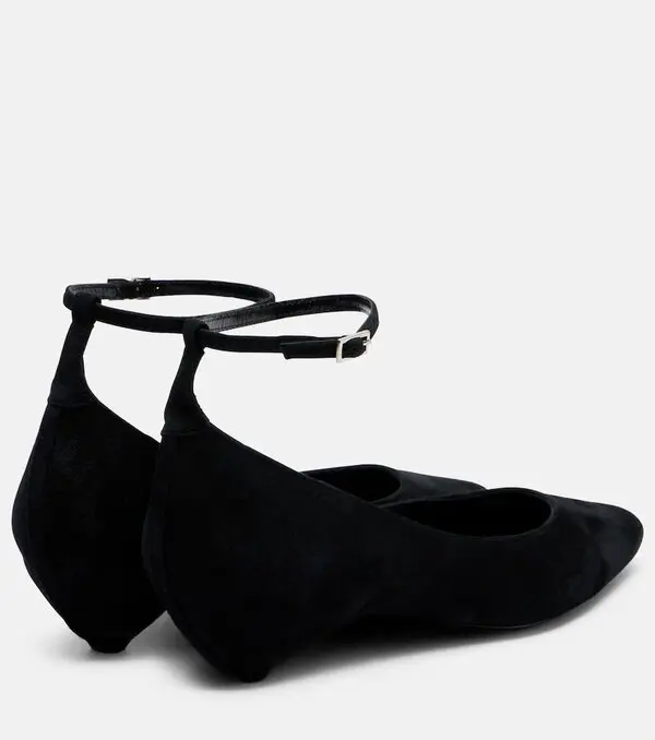 JUDE Judemode Suede Pointed Toe Pumps With Ankle Strap