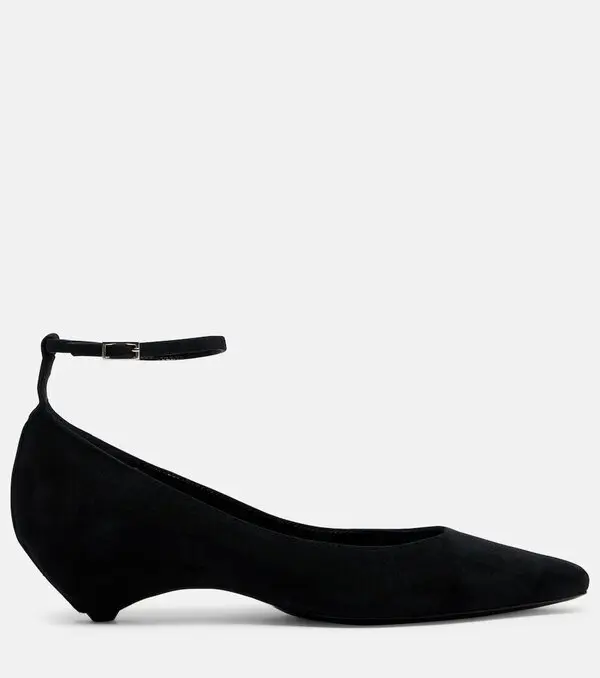 JUDE Judemode Suede Pointed Toe Pumps With Ankle Strap