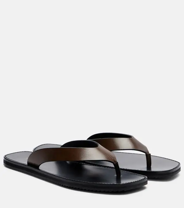 JUDE Leather Thong Sandals - Brown
