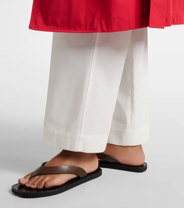JUDE Leather Thong Sandals - Brown