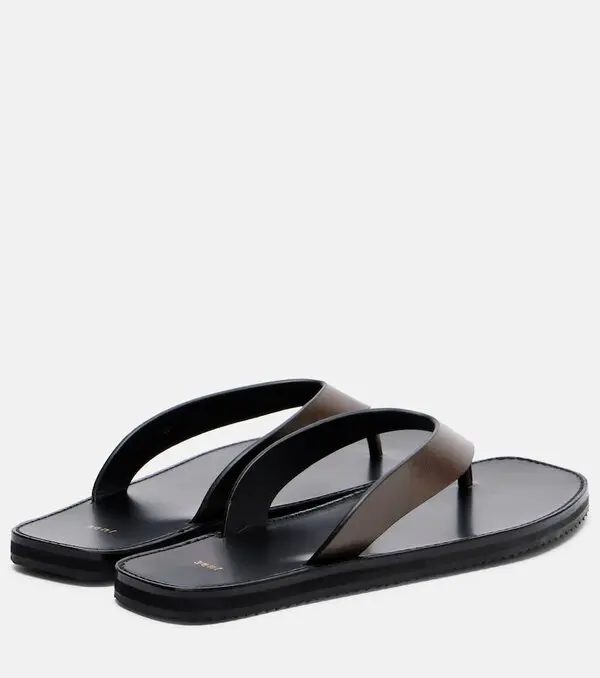 JUDE Leather Thong Sandals - Brown