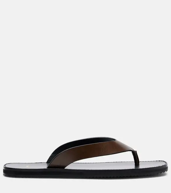 JUDE Leather Thong Sandals - Brown