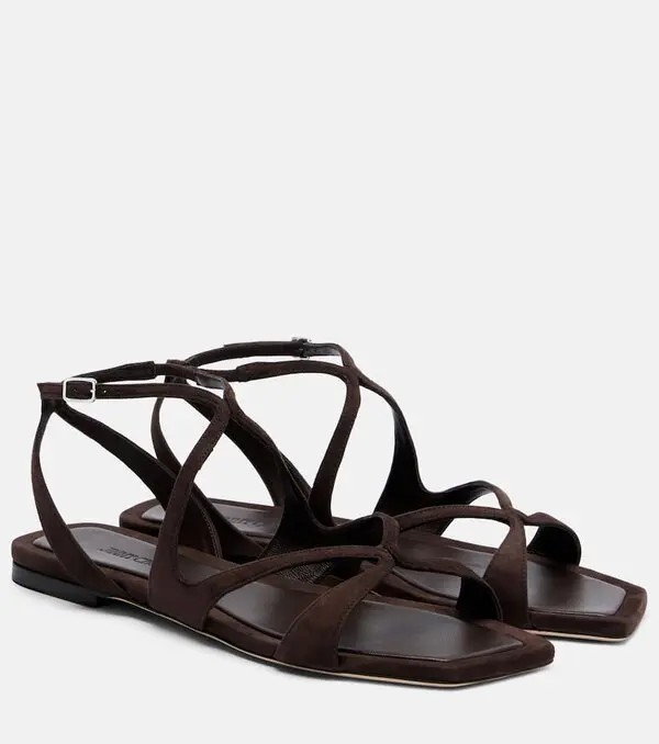 JIMMY CHOO Ayla Suede Sandals - Brown