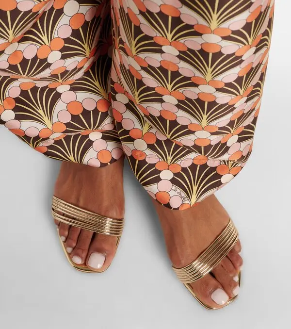 AQUAZZURA Sway Mirrored Leather Sandals - Gold