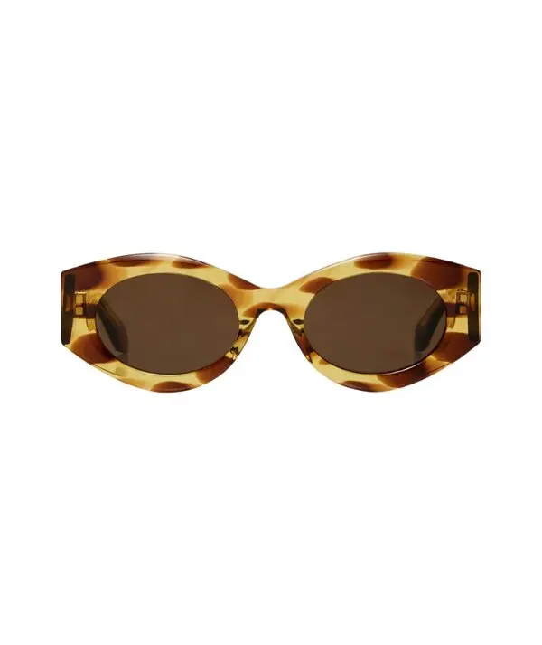 Alaïa Logo Oval Sunglasses - Yellow