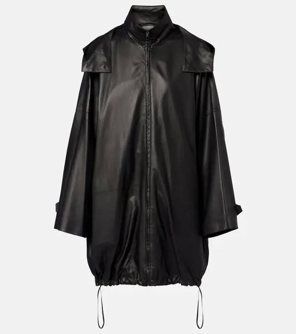 THE ROW Cassandre Leather Coat - Black