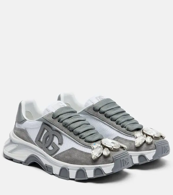 Dolce & Gabbana Suede-trimmed Sneakers - Grey