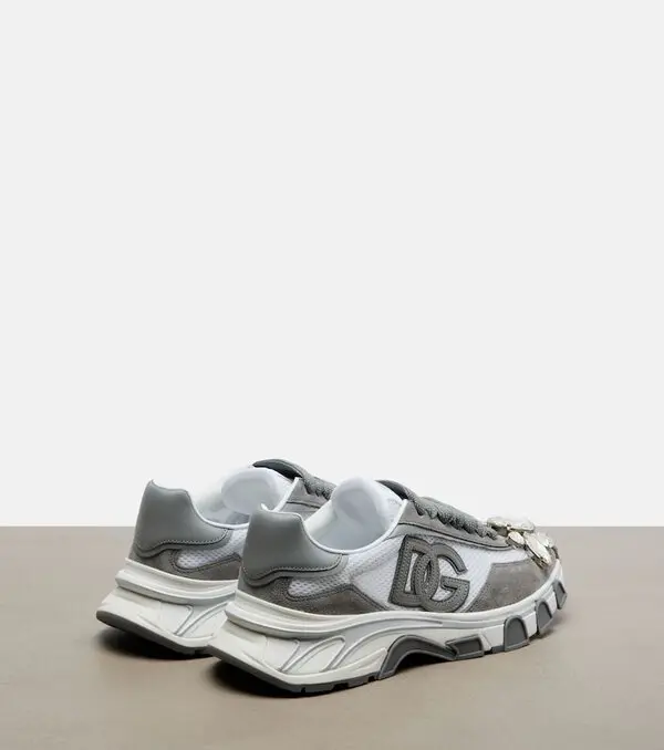 Dolce & Gabbana Suede-trimmed Sneakers - Grey