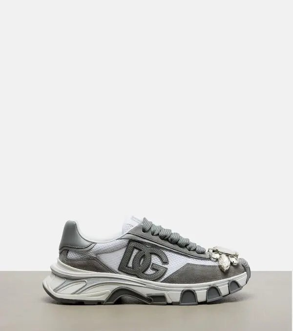Dolce & Gabbana Suede-trimmed Sneakers - Grey