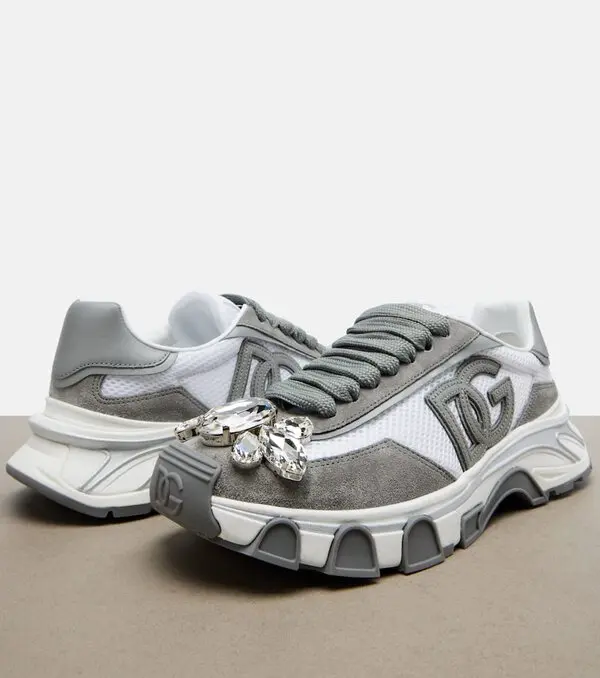Dolce & Gabbana Suede-trimmed Sneakers - Grey