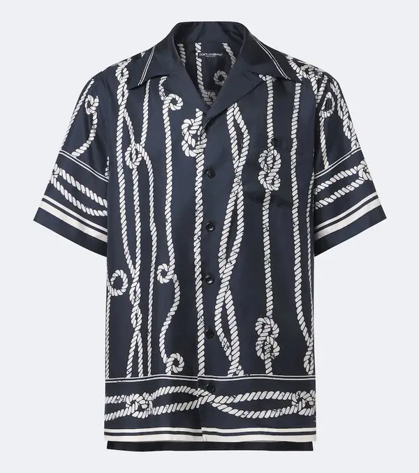 Dolce & Gabbana Printed Silk Bowling Shirt