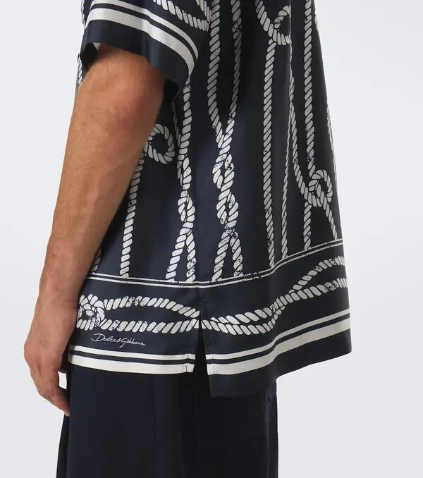 Dolce & Gabbana Printed Silk Bowling Shirt