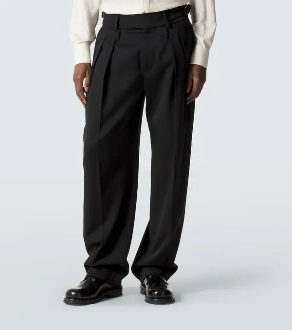 Dolce & Gabbana Virgin Wool Gabardine Wide-leg Trousers - Black