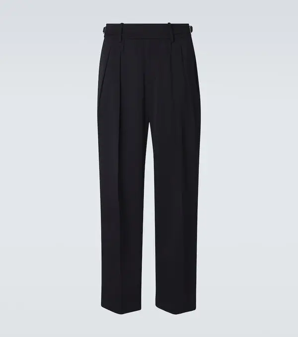 Dolce & Gabbana Virgin Wool Gabardine Wide-leg Trousers - Black