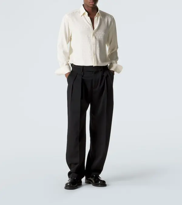 Dolce & Gabbana Virgin Wool Gabardine Wide-leg Pants