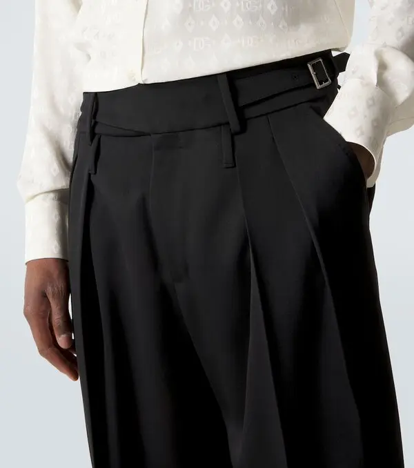 Dolce & Gabbana Virgin Wool Gabardine Wide-leg Pants