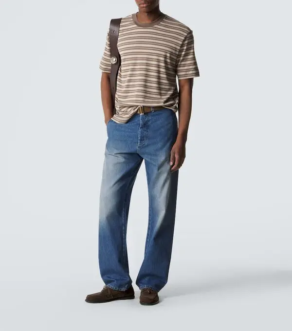 Sunspel Striped Cotton Jersey T-shirt - Brown