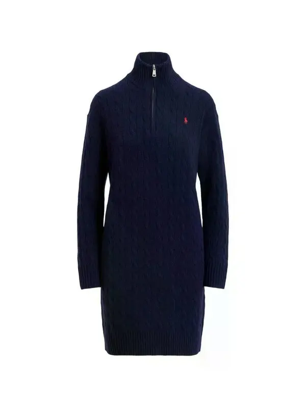 Polo Ralph Lauren Cable Knit Zip Mini Dress - Blue
