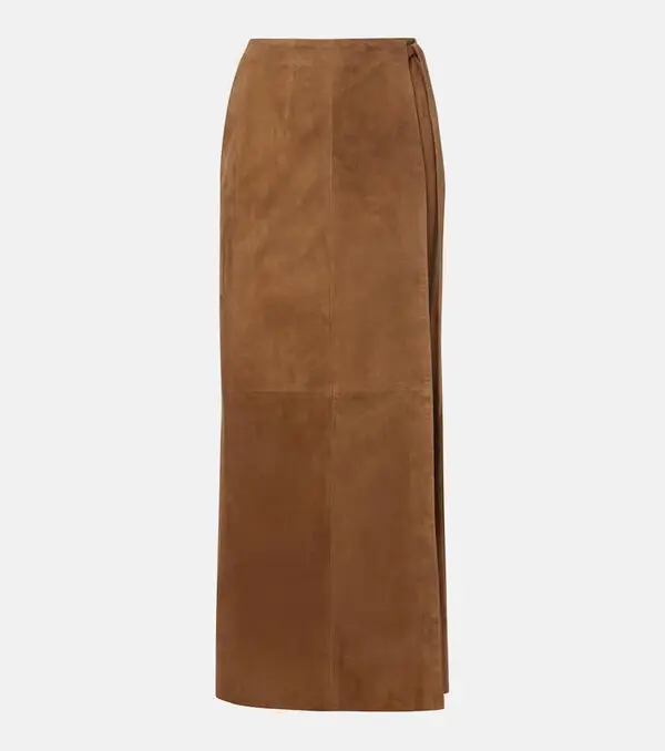 Nour Hammour Leather Wrap Skirt - Brown