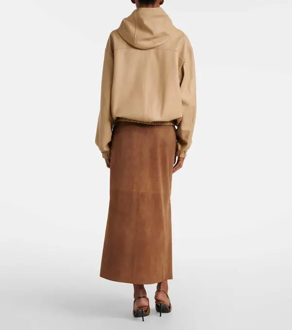 Nour Hammour Leather Wrap Skirt - Brown