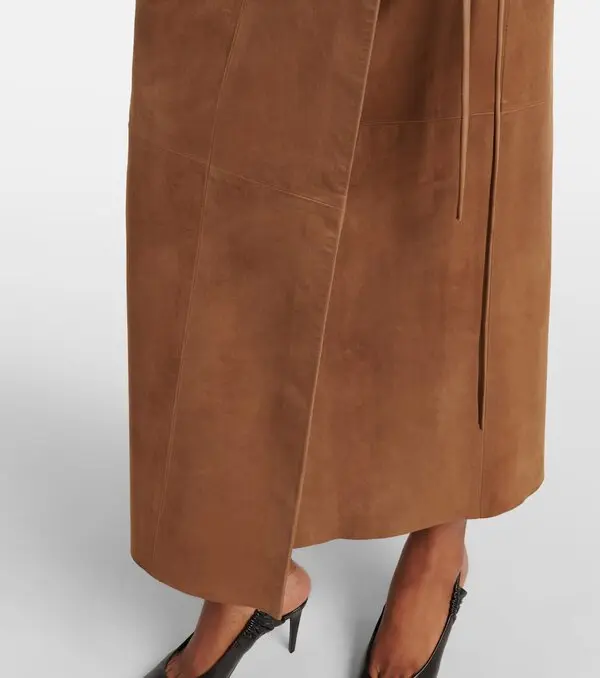 Nour Hammour Leather Wrap Skirt - Brown