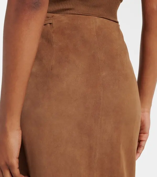 Nour Hammour Leather Wrap Skirt - Brown