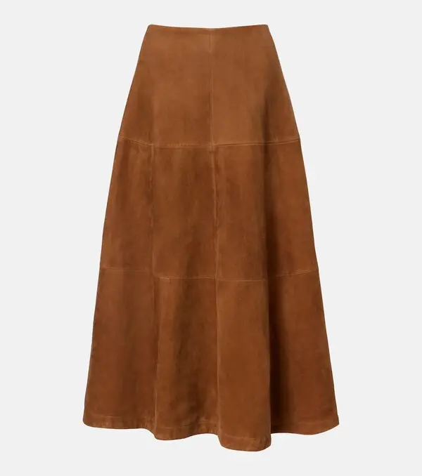 Nour Hammour Opera Suede Midi Skirt - Brown
