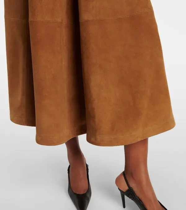Nour Hammour Opera Suede Midi Skirt - Brown