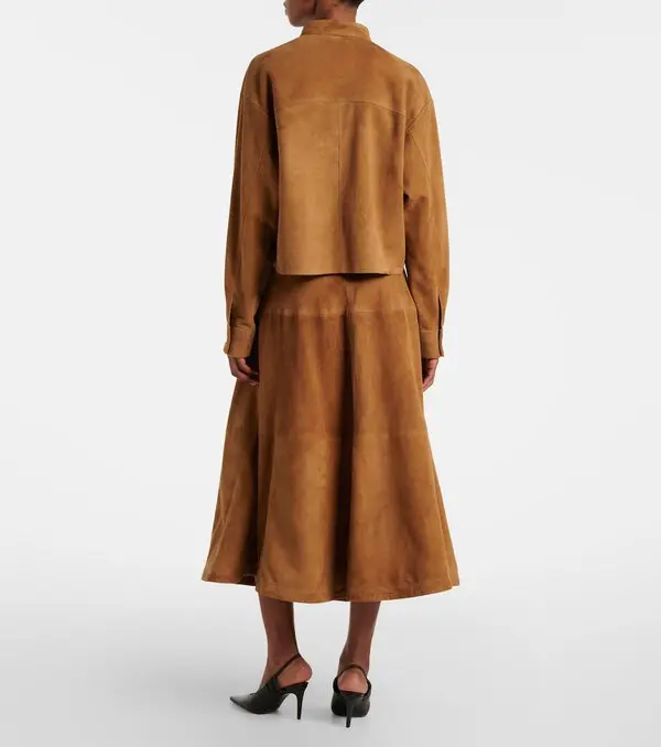 Nour Hammour Opera Suede Midi Skirt