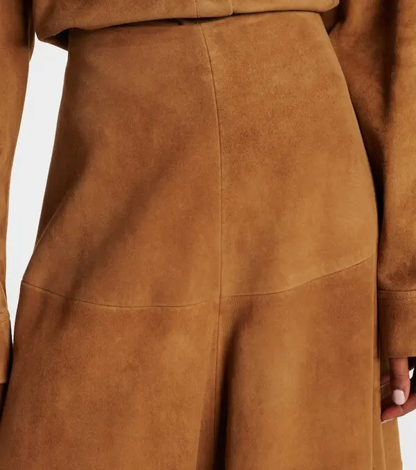 Nour Hammour Opera Suede Midi Skirt