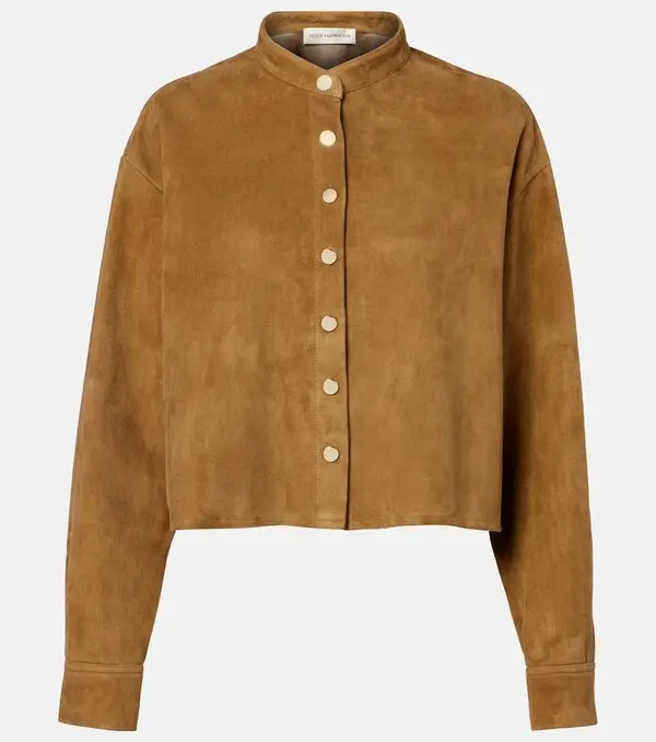 Nour Hammour Lucien Cropped Suede Jacket - Brown