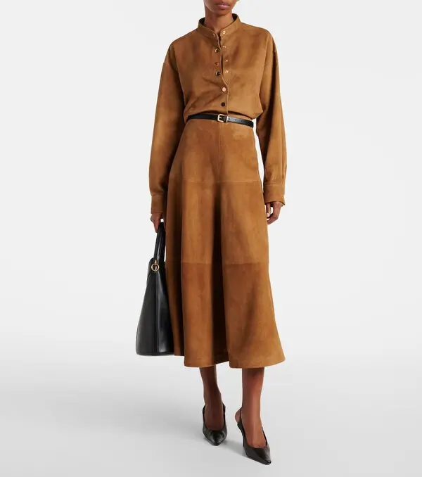 Nour Hammour Lucien Cropped Suede Jacket - Brown