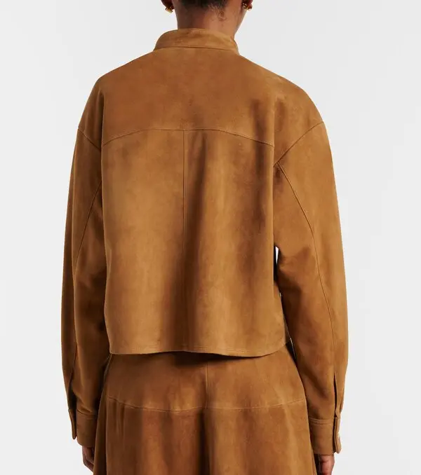 Nour Hammour Lucien Cropped Suede Jacket - Brown