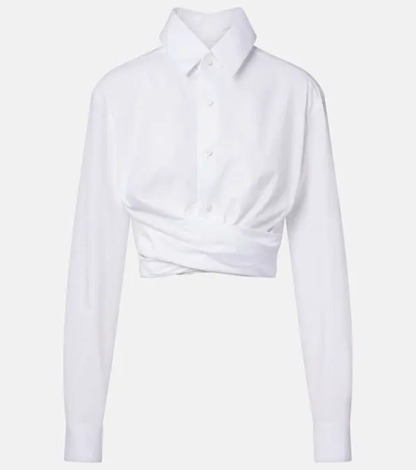 JEAN PAUL GAULTIER Cropped Cotton Poplin Shirt - White