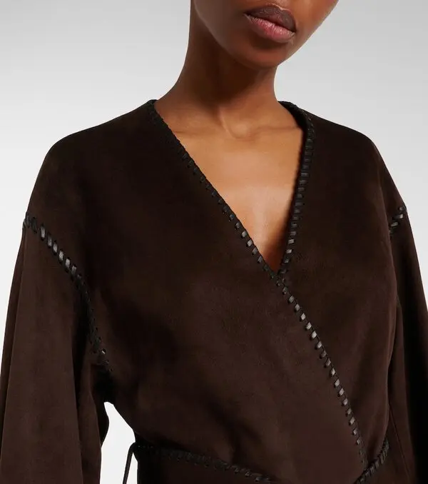 Nour Hammour Anika Suede Wrap Coat