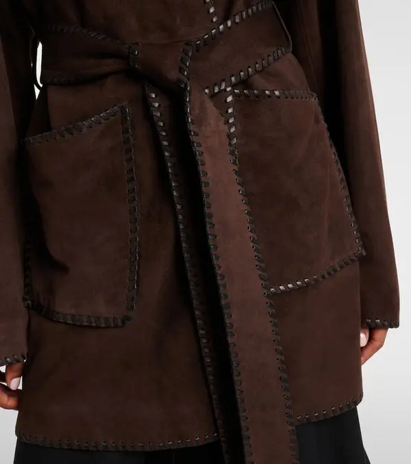 Nour Hammour Anika Suede Wrap Coat