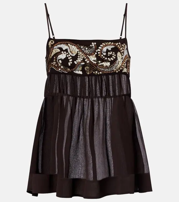 XU ZHI Sequined Chiffon Top