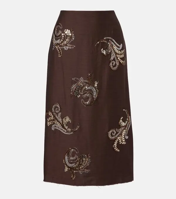 XU ZHI Sequined Midi Skirt