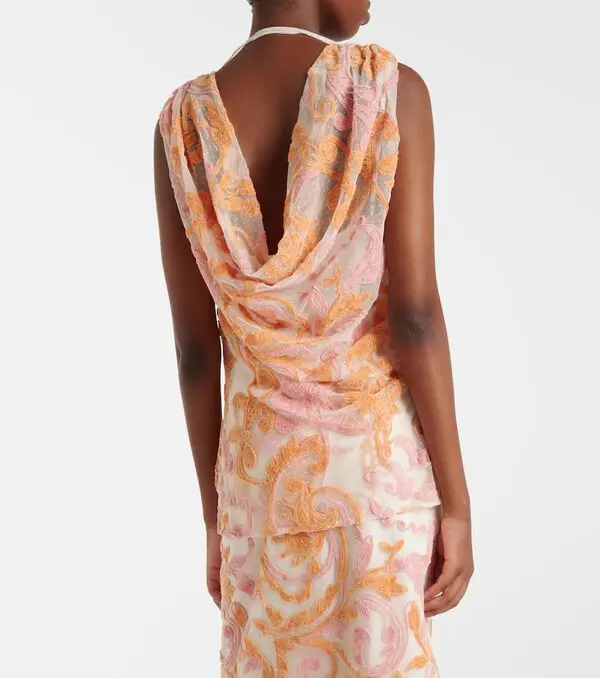 XU ZHI Embroidered Point D'esprit Top