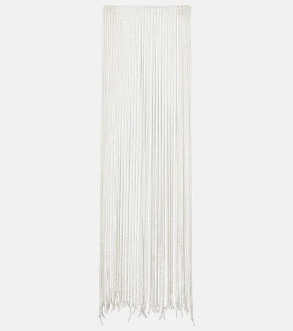 Alaïa Beaded Fringed Scarf - White